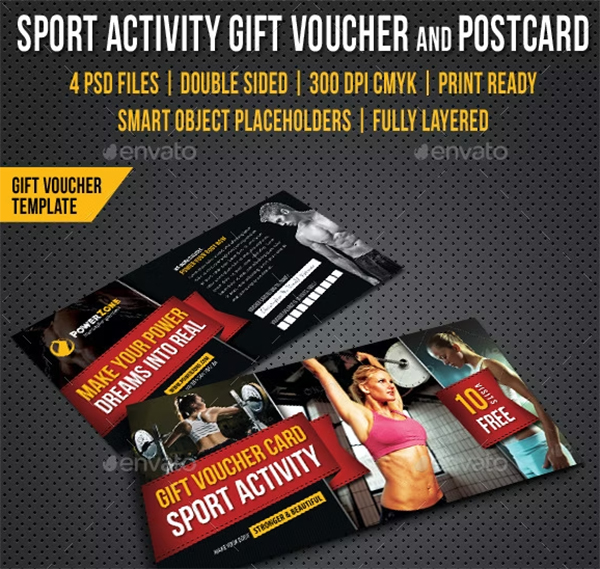 Sport Activity Gift Voucher and Postcards