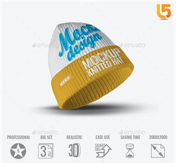 Knitted Hat Mock-Up Template