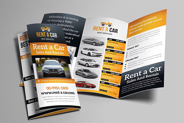 Commercial Rent a Car Trifold Brochure Template