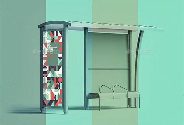 Bench Bus Stop Advertising Poster Mockups