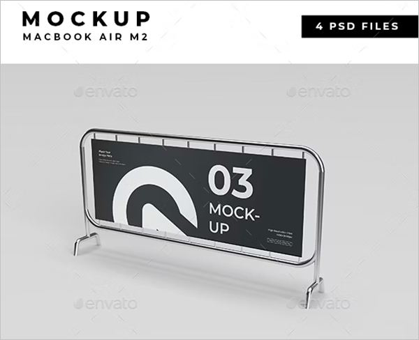 Bench Barrier Fence Banner Mockup Set