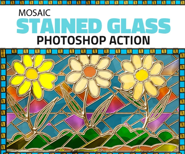 Mosaic Stained Glass Photoshop Action